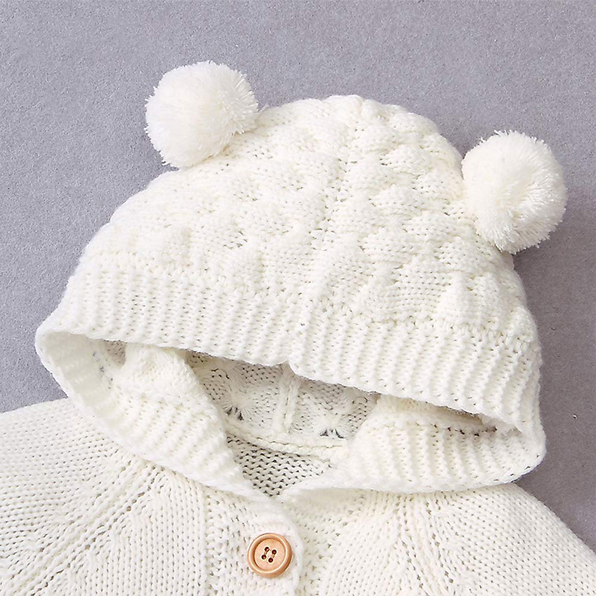 OBEEII Newborn Baby Girls Boys Romper Solid Ribbed Long Sleeve Jumpsuit One Piece Outfits Fall Winter Off White 0-6 Months