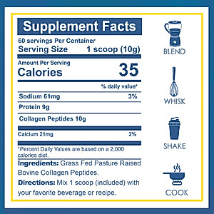 Zammex Premium Collagen Peptides Powder Unflavored,Hydrolyzed Proteins Types I & III, Supports Hair, Skin, Nails, Joints, Grass Fed, Non-GMO, Gluten-Free,Paleo & Keto Friendly,60 Servings