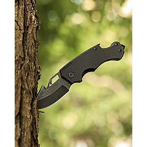 FLISSA Mini Folding Pocket Knife, 2.5-Inch Stainless Steel Drop Point Blade, EDC Pocket Knives for Men with Bottle Opener and Glass Breaker (Black)