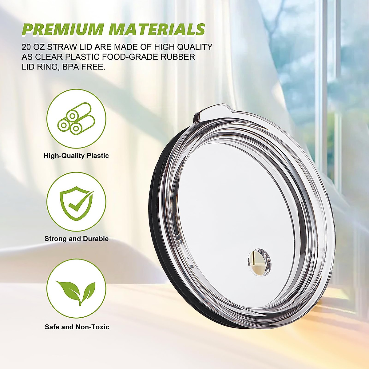 20 oz Tumbler Straw Lid, Replacement Lids for YETI 20 oz Tumbler, 20oz Straw Lids for yeti rambler straw lid 16 oz Pint, 20 oz Tumbler, 24 oz Mug, 25 oz Straw Mug, BPA Free and Shatter-proof, 2 Pack