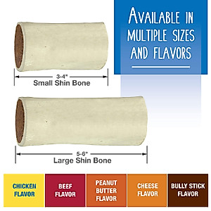 Cadet Stuffed Shin Bones - Highly Digestible, High Protein, Long-Lasting Dog Chew Bone for Aggressive Chewers, Supports Dental Health, - Peanut Butter Flavor, Small (3 Count)