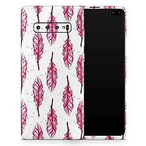 DesignSkinz Crimson Feather Pattern Protective Vinyl Decal Wrap Skin Cover Compatible with The Samsung Galaxy S20 (Screen Trim & Back Glass Skin)