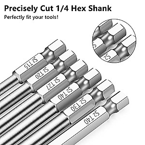 MulWark Hex Head Allen Wrench Drill Bit Set 33pcs (11pc Metric, 11pc SAE, 11pc Tamperproof Torx), 2.3" Long 1/4" Diameter Quick Release Shank Magnetic Screwdriver Bit Set for Assembling Furniture