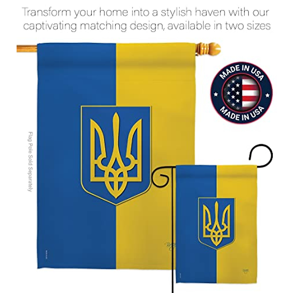 Ukraine Garden Flag Bandera de Ucrania Breeze Decor Indoor Tapestry Suppport Україна Outdoor Home Decorations House Banner Wall Hanging Small Yard Stand With Ukrainian Gifts Made In USA