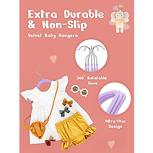 HOUSE DAY Velvet Baby Hangers 50 Pack, Premium Children's Hangers for Baby, Infant & Toddler Clothes, Durable Non Slip Baby Felt Hangers Purple, 11 Inch Baby hangers for Closet, Ideal for Everyday Use