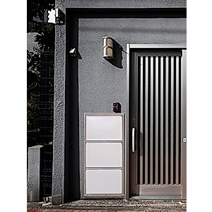 KASER Shoe Storage Cabinet - Wood & Metal 3 Drawer 20" Wall Mountable Shoe Storage for Entryway with No Assembly - Shoe Cabinet for Entryway Slim - 2-3 Pair per Tier (Birch Color Frame)