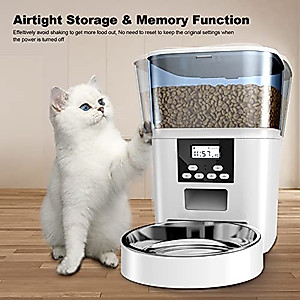 Tomxcute Automatic Cat Feeders,Cat Dry Food Dispenser for Cat Small Dog,4L Timed Dog Feeder with Desiccant Bag for Pet Feeder,Programmable Portion Size Control 6 Meals Per Day, 10s Voice Recorder