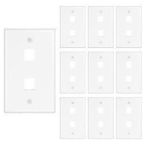 Iwillink 2-Port Keystone Wall Plate 10-Pack, Low Profile Ethernet Wall Plates for Keystone Jack, White
