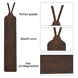 Leather Bookmark, Classic Stitched Bookmark, Leather Page Markers for Men Women Kids Halloween Christmas Bookworms Writers Relatives and Friends (2 Pieces)