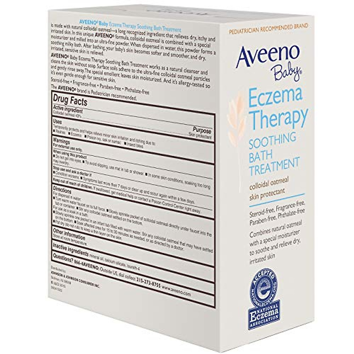 Aveeno Baby Eczema Therapy Soothing Bath Treatment for Relief of Dry, Itchy and Irritated Skin, Made with Soothing Natural Colloidal Oatmeal, 5 ct.