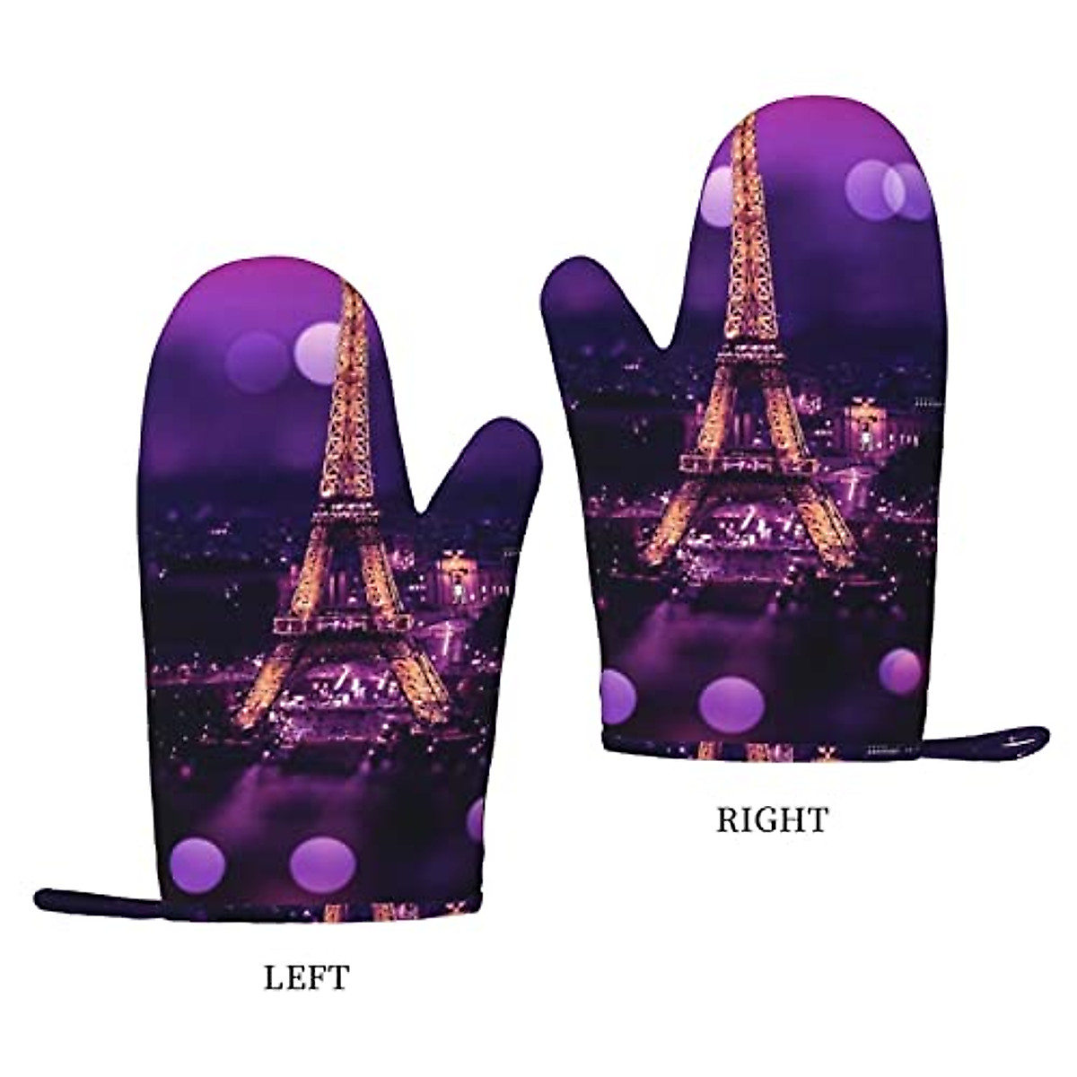 Pink Paris Printed Silicone Anti-Scald Gloves, Oven Mitts, Used for Cooking, Grilling, Kitchen Oven Gloves.
