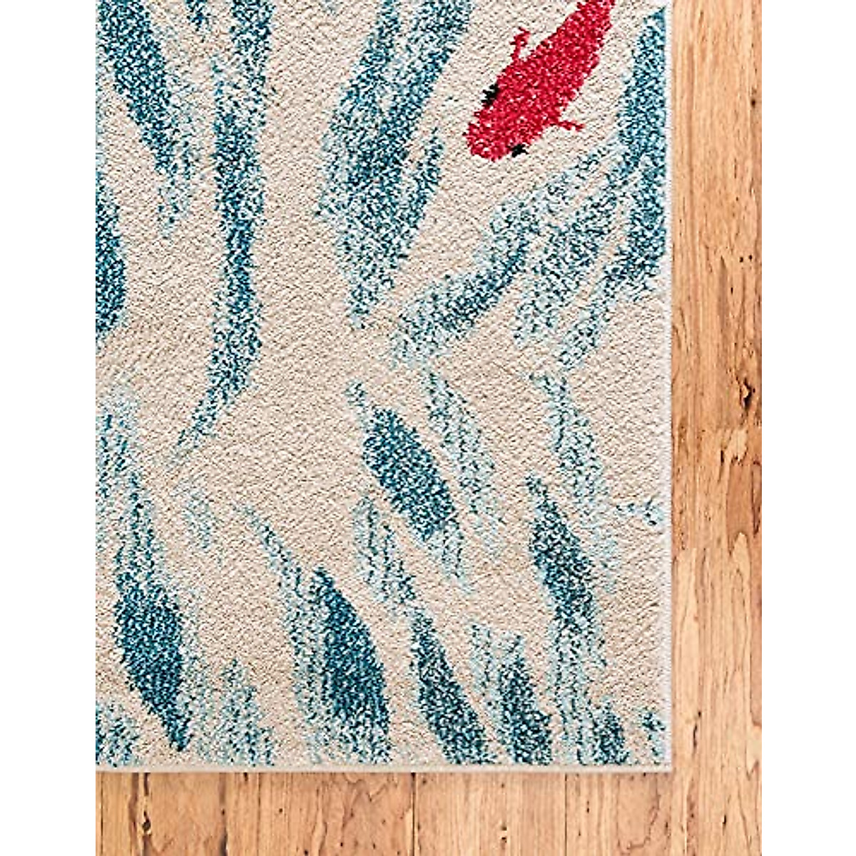 Unique Loom Positano Collection Coastal Modern Bright Colors Fish Beige Area Rug (5' x 8')