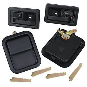 APPERFiT Exterior & Interior Door Handles w/Keepers Compatible with Jeep Wrangler YJ TJ 1991-2006 with Full Doors Replaces 55176382AE 55176383AE 55176477AB 55176476AB
