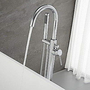 Artiqua Freestanding Tub Filler Bathtub Faucet Chrome Single Handle Floor Mounted Faucets with Handheld Shower