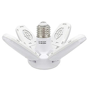 GoolRC 4-Pack Garage Lights Dimmable LED Garage Lights Ceiling, 38W 6000LM 6500K LED Garage Ceiling Lights with 4 Adjustable Panels for Garages, Workshop,Indoor, Outdoor, and Warehouse(E27/B22 LED)