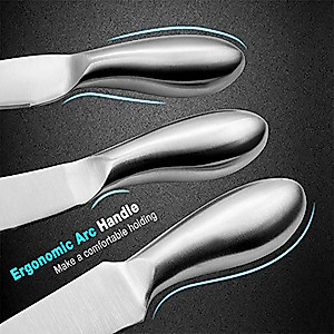 Cheese Knife Set, Cream Parmesan Cheese Knives Spreader Fork, Charcuterie Board Accessories, Complete Stainless Steel, 6-pack