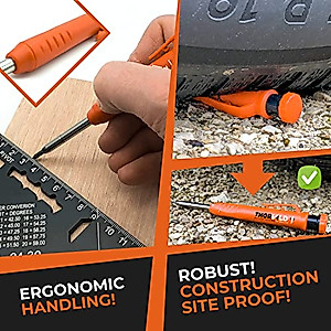 THORVALD Carpentry Pencil Set for Carpenter - Incl. 7 Leads + Sharpener - Solid Mechanical Pencils with Fine Point/Wood Marker/Best Marking tools for Construction/Carpenters/Drawing/Scriber