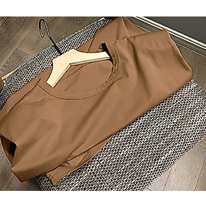 MISSACTIVER Women Summer Loose Slim Tank Top Solid Cotton Sleeveless Vest Round Neck Cami Shoulder Pads T-Shirts (Medium, Khaki)