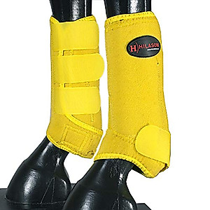 HILASON L M S Horse Front Leg Ultimate Sports Boots Pair ‎‎‎‎Yellow | Horse Leg Boots | Splint Boots for Horses | Horse Jumping Boots| Professional Choice Horse Boots