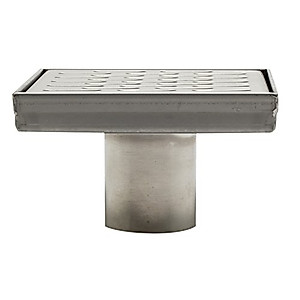 ALFI brand ABSD55C 5" x 5" Modern Square Stainless Steel Shower Drain with Groove Holes, Silver