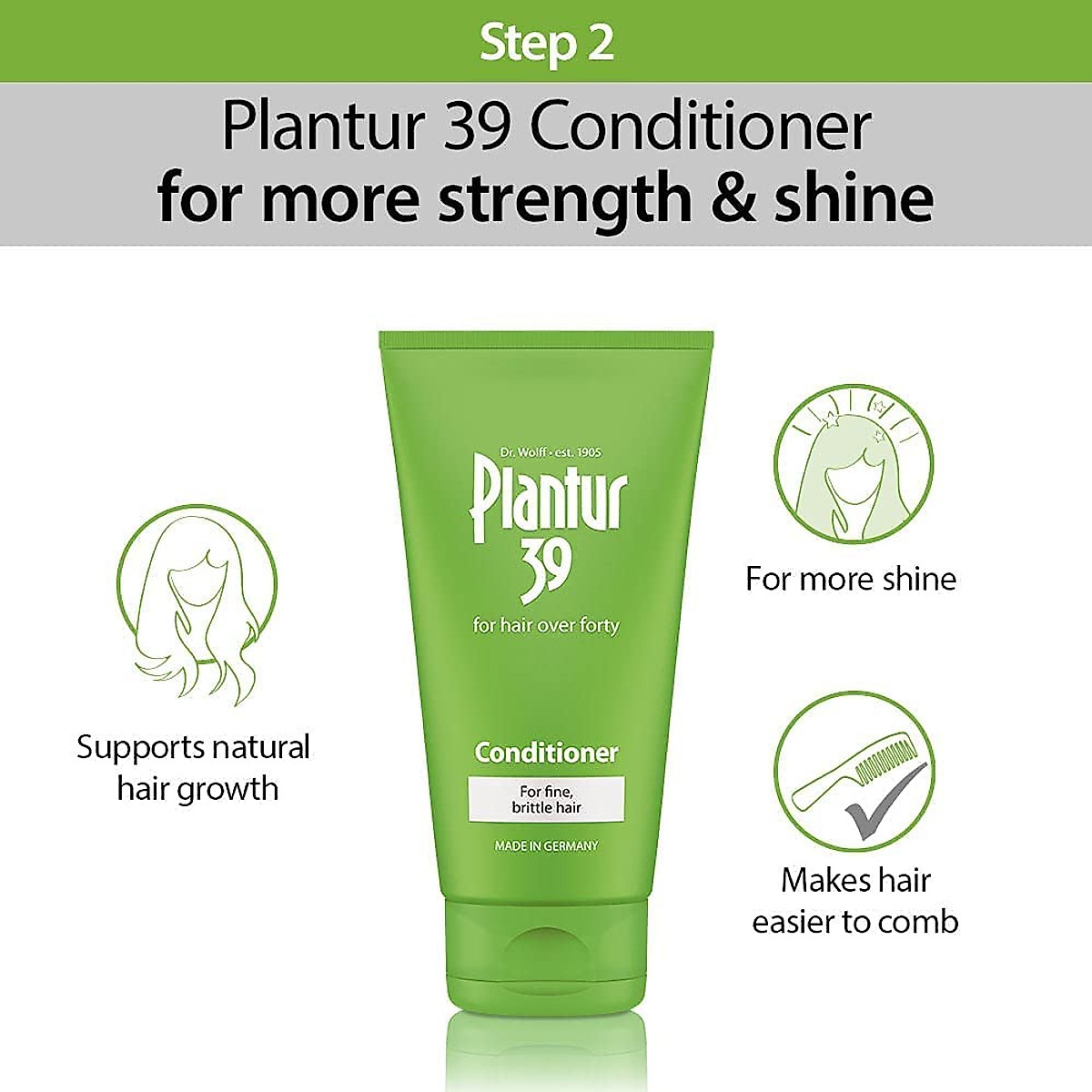 Plantur 39 Phyto Caffeine Women's 3 Step System for Fine, Thinning Natural Hair Growth - Shampoo, Conditioner, Tonic