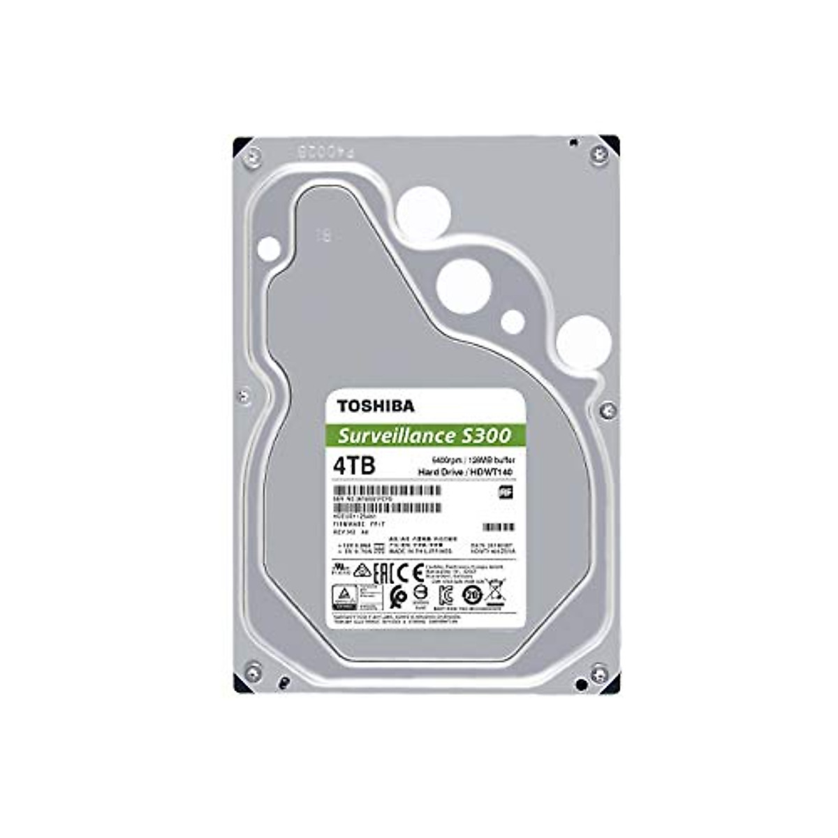 Toshiba S300 4TB Surveillance 3.5” Internal Hard Drive – CMR SATA 6 Gb/s 5400 RPM 128MB Cache - HDWT140UZSVAR