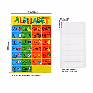 STOBOK Educational Preschool Posters for Kindergarten Classrooms,Includes Alphabet Letters,Colors,Numbers,Days of The Week,Farm Animals,Seasons,Weathers,Months,Shapes,10 Pieces