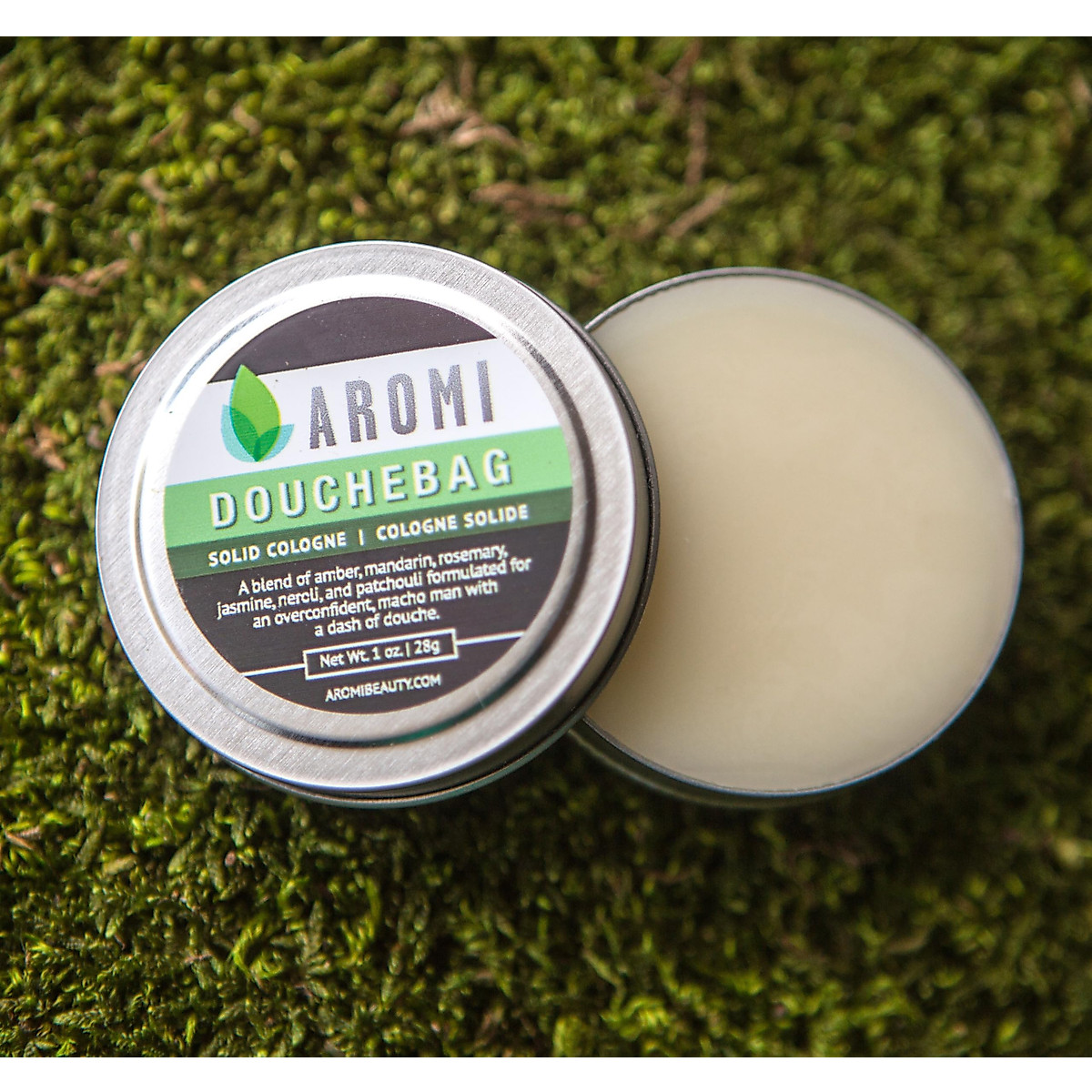 Aromi Solid Cologne | Clean, Fresh, Aquatic Fragrance, Amber, Jasmine Scent, Vegan, Cruelty-free, Travel, Funny Men's Gift, Alcohol-free, Concentrated (Douchebag)