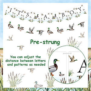 Mallard Duck Baby Shower Banner Decorations, It’s A Boy Duck Theme Rustic Garland Bunting Set Pregnancy Celebration Gender Reveal Party Supplies for Boy