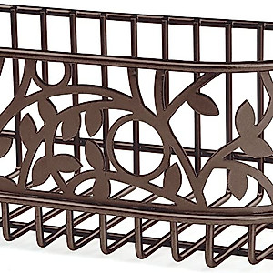 mDesign Bathroom Over the Cabinet Door Hair Care & Styling Tool Organizer Storage Basket for Hair Dryer, Flat Iron, Curling Wand, Hair Straighteners, Brushes - Bronze