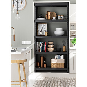 5-Tier Adjustable Metal Storage Shelves,Heavy Duty 1750 lbs Capacity Shelving,Waterproof Rust-Resistant Tool-Free Assembly Multi-Functional Garage Shelves Utility Shelf Rack 15.75"Dx31.5"Wx72"H