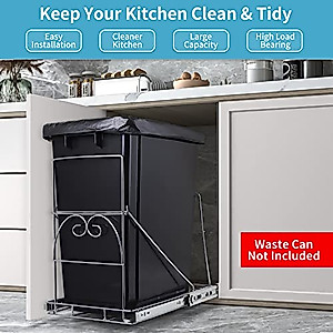 Pull Out Trash Can Under Cabinet, Under Sink Adjustable Pull Out Shelf for Kitchen Trash Can, Fit for Most 7-11 Gallon Garbage Can (Trash Can Not Included)