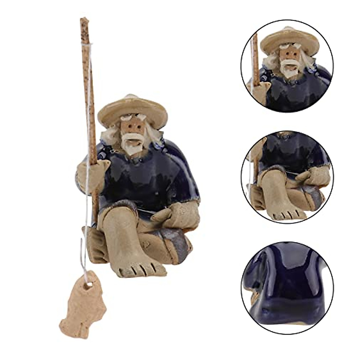 Yardwe 1pc Fisherman Ornament Pagoda Statue Small Human Garden Statue Figurine Fish Tank Fisherman Aew Action Figures Crafts for Boys Aquarium Adornments Ceramic Pagoda Elder Glass