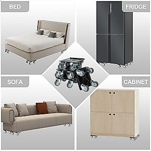 Thuipwroen Furniture Movers set of 4, Enhanced Furniture Dollies with Furniture Lifter for Moving Heavy Furniture, Bearings in Rubber Wheels Center 880 lbs Capacity