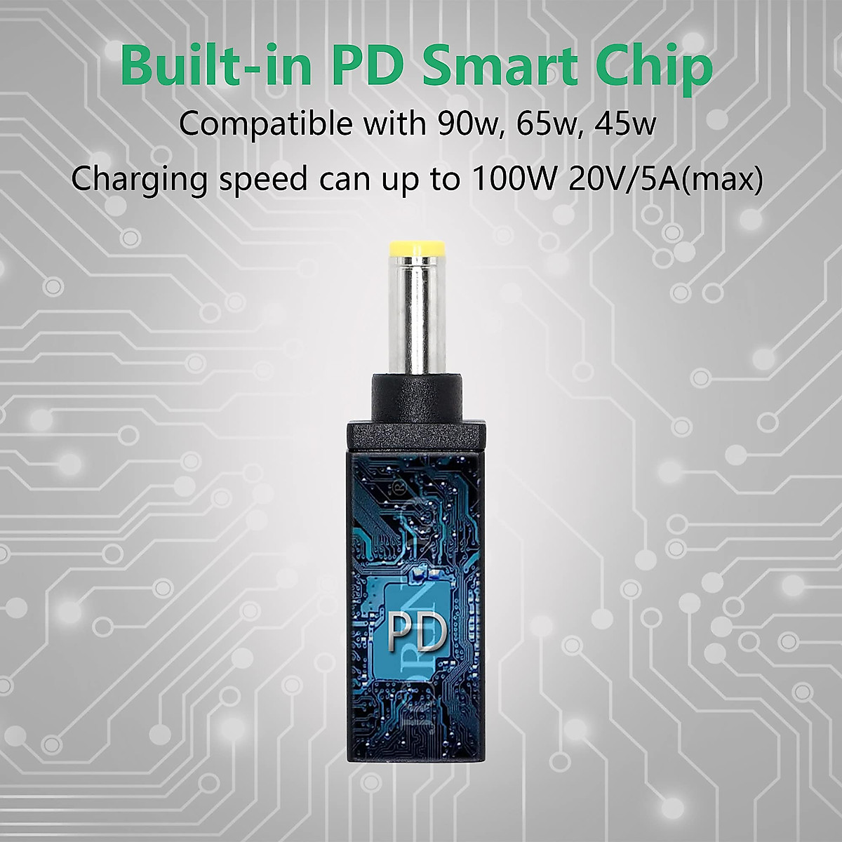 CERRXIAN 100W PD USB Type C Female Input to DC 5.5mm x 2.5mm Power Charging Adapter(5525a-Black)