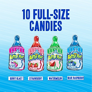 Baby Bottle Pop Valentine’s Day Bulk Variety Party Pack - 10 Count Individually Wrapped Lollipops W/ Powdered Sugar Dip In Assorted Fruity Flavors - Fun Valentine’s Hard Candy Gift For Valentine’s Day