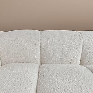 FAMAPY Cloud Sofa Couch for Living Room, Bubble Sofa Couch Upholstered Modern Contemporary Couch, Solid Wood Legs, White (100.8”W x 37.8”D x 20.5”H)