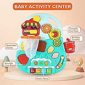 Eners Sit to Stand Baby Learning Walker with Wheels, Baby Activity Walker, 2 in 1 Baby Push Walkers and Activity Center, Walker for Baby Boy Girl (Walker Green)