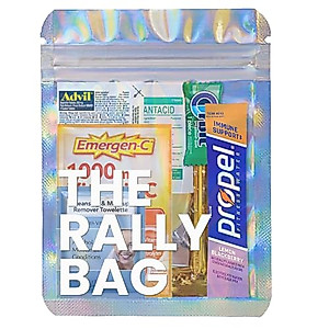Real Vitamins The Rally Bag - 1 Pre-Filled Hangover Kit for Bachelorette Party Favors, 21st Birthdays, Weddings, Corporate Events | 7 Piece Hangover Supplies & Bag (1 Kit)