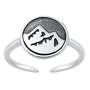 OLIE & JOLIE 925 Sterling Silver Oxidized Mountains Adjustable Toe Ring