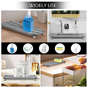 2 Pack Instant Dry Sink Organizer for Bathroom & Kitchen,Spaceaid，Diatomaceous Pedestal Stand Riser with Stainless Steel Feet Protection, counter caddy(Grey)