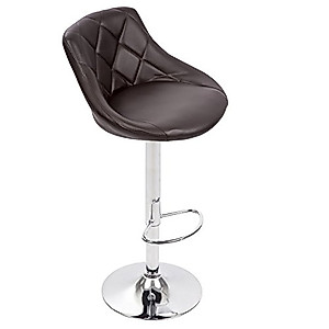 Ergonomic Design Bar stool Adjustable Hydraulic 360 Degree Swivel Stable Steel Frame Hight Density Cushion Seat Kitchen Dining Chair Pub Stool - Set of 2 Brown #1953