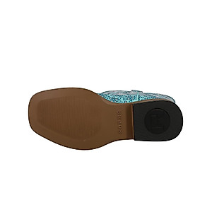 ROPER Kids Girls Glittery Floral Square Toe Casual Boots Mid Calf - Blue - Size 13 M