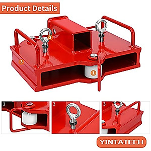 YINTATECH 2" Trailer Hitch Receiver for Dual Pallet Forks, Forklift 2" Insert Towing Adapter Attachment