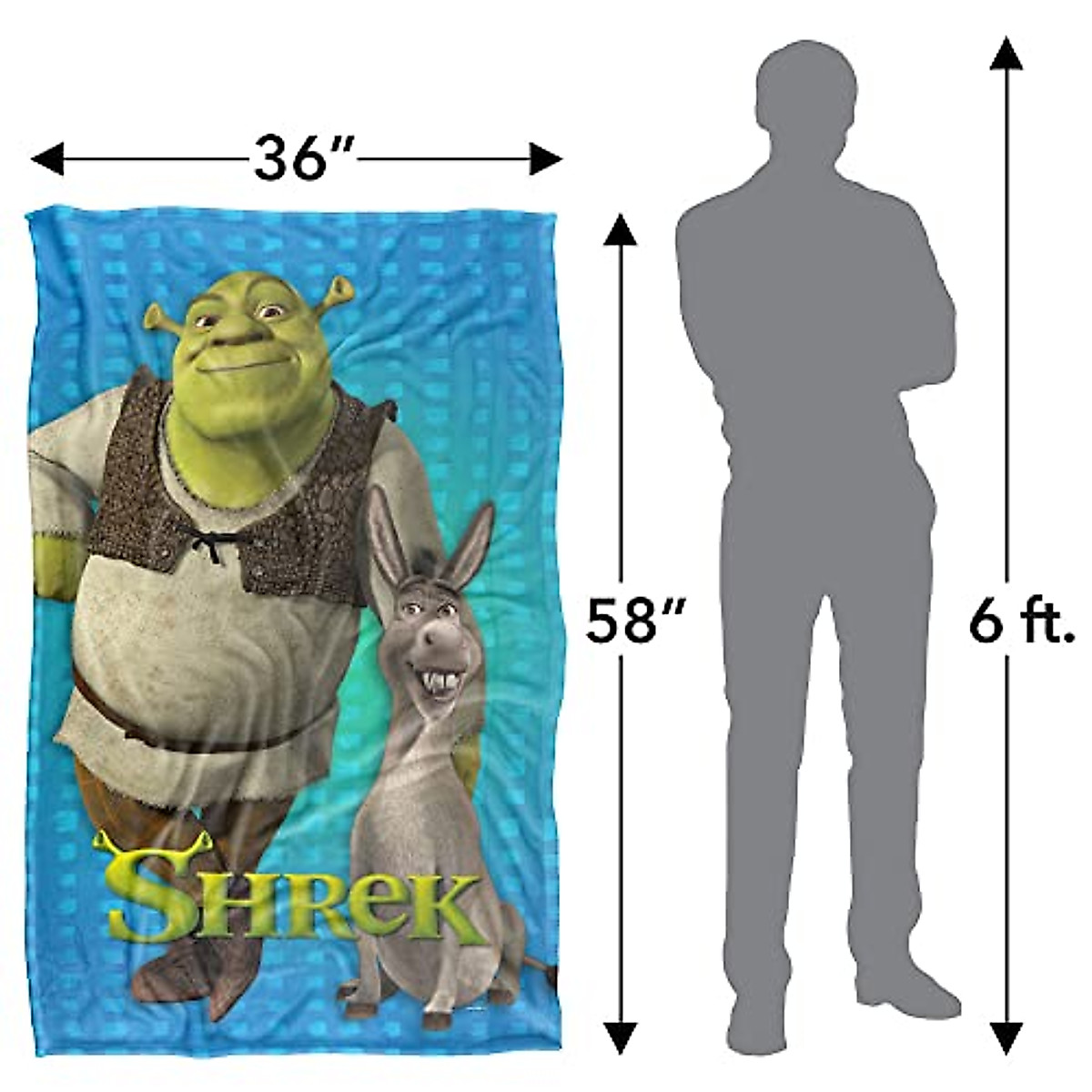 Trevco Shrek Pals Silky Touch Super Soft Throw Blanket 36" x 58"