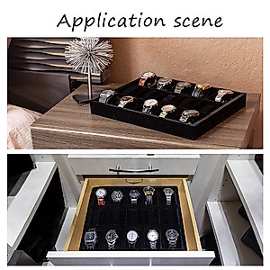 PH PandaHall Watch Tray 12 Grids Jewelry Tray Organizer Velvet Watch Show Tray Stackable Watch Organizer Jewelry Bracelet Show Box Display Holder with Adjustable Pillow for Bracelet Bangle Watch