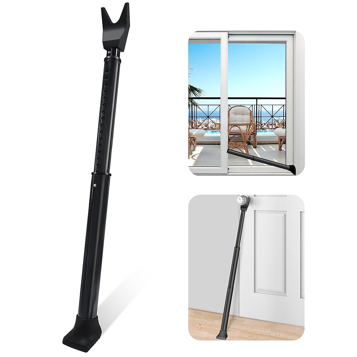 AceMining Upgraded Door Security Bar & Sliding Patio Bar, Heavy Duty Stoppers Adjustable Jammer for Home, Apartment, Travel (1 Pack,Black)