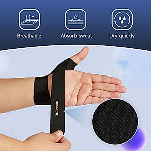 Domaste Ultra Thin Wrist Brace - Sport Slim Carpal Tunnel Support for Men and Women, Adjustable, Lightweight, Breathable and Skin Friendly (Black/Right/One Size)