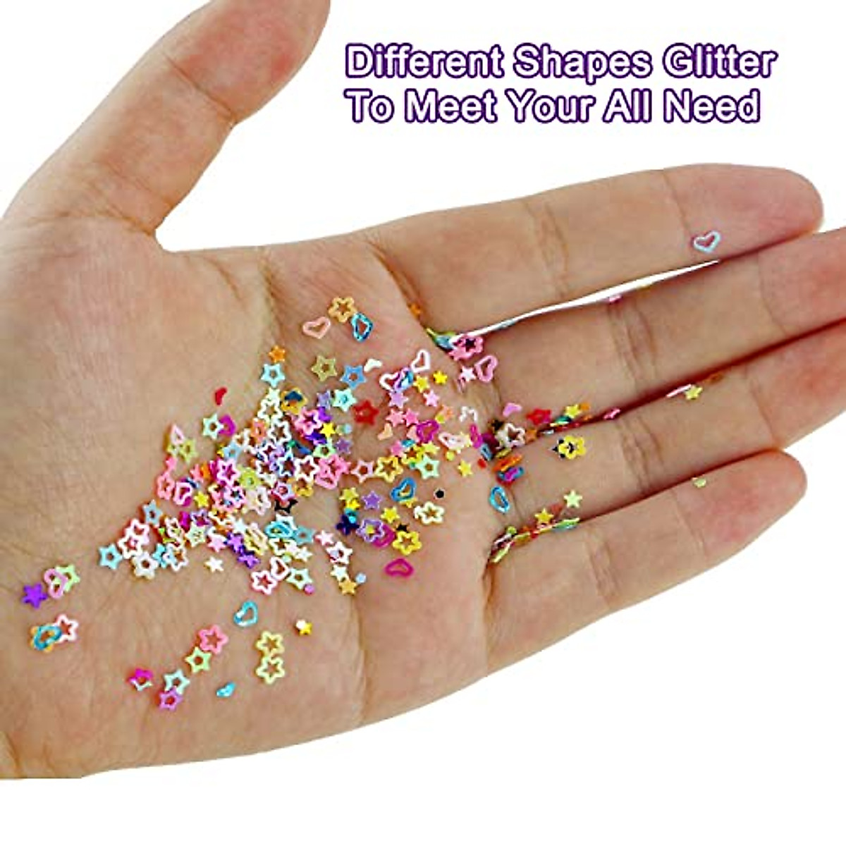 AurGun Craft Glitter, Confetti Holographic Shining Flakes Laser Thin Star Heart Glitter Sequin for Nail, Body Art, Epoxy Resin, Crafts, Jewelry Making, Cards, Festival Party Decoration and More