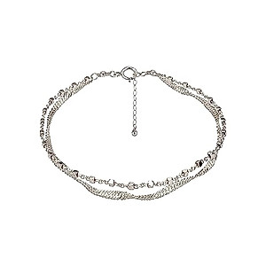 Annika Bella Double Layered Sterling Silver Bracelet, Length 6.5-7.5 Inches, Stranded Satellite Chain Bracelets for Women, Waterproof, Minimalist 925 Women's Bracelet (Twirl and Satellite Chains)